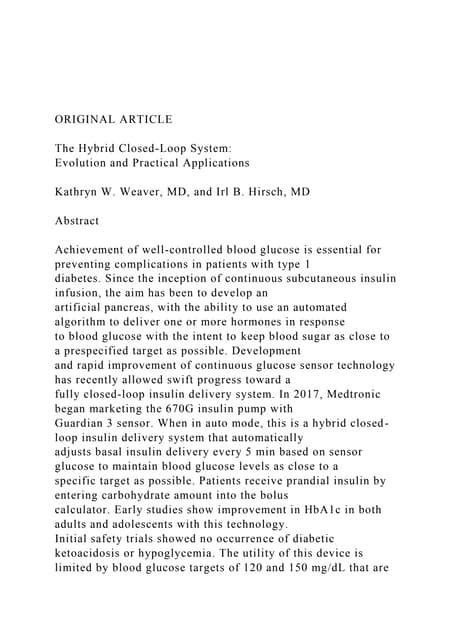 Original Articlethe Hybrid Closed Loop Systemevolution Docx Endocrine And Metabolic Diseases