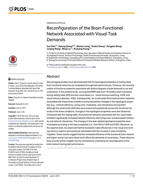 Pdf Reconfiguration Of The Brain Functional Network Associated With Visual Task Demands