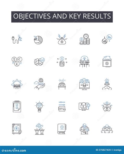 Objectives And Key Results Line Icons Collection Targets Goals Aims