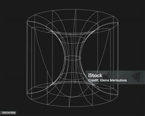 사이버 왜곡 된 모양 복고풍 펑크 디자인 요소 검정색 배경의 와이어프레임 웨이브 형상 모양입니다 벡터 일러스트 레이 션 3차원 형태에 대한 스톡 벡터 아트 및 기타 이미지