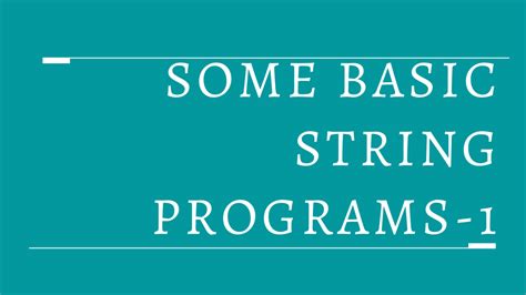 Some Basic Python String Programs 1 Python4U