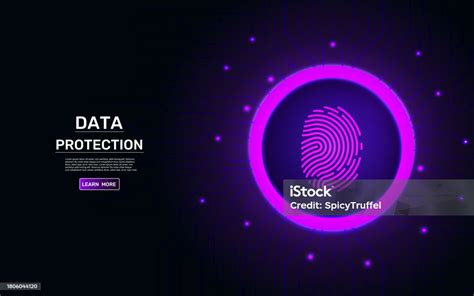 지문 안전 기술 사이버 보안 생체 인증을 위한 전기 보드 식별 모니터링 손가락 스캐닝 과정 데이터 보호 벡터 배너 디자인 가상현실에 대한 스톡 벡터 아트 및 기타 이미지