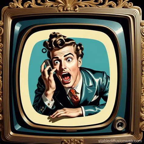 Man Stuck In Retro Computer Screen Stable Diffusion Online