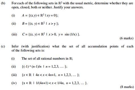 Solved For Each Of The Following Sets In R With The Usual Chegg