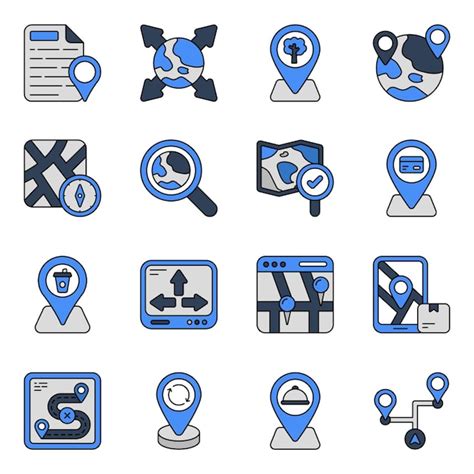 Premium Vector Pack Of Map And Gps Flat Icons