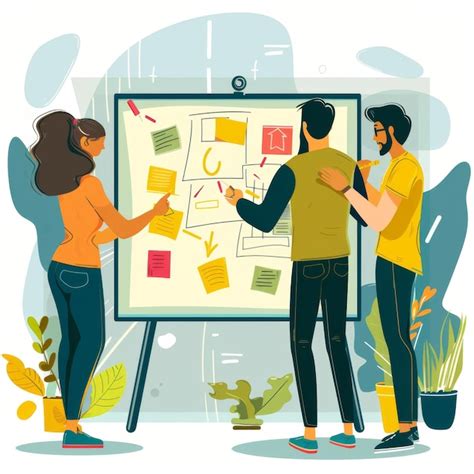 premium photo flat illustration of scrum team setting sprint goal