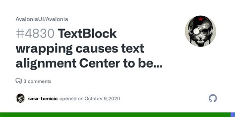 Textblock Wrapping Causes Text Alignment Center To Be Off Center · Issue 4830 · Avaloniaui