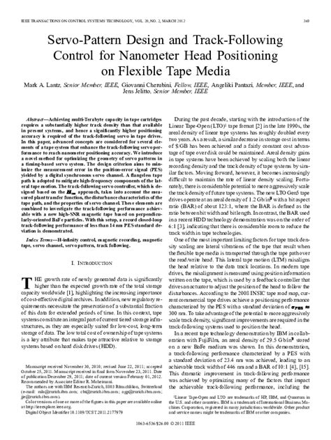 Pdf Servo Pattern Design And Track Following Control For Nanometer Head Positioning On