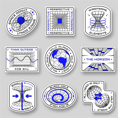 Sci Fi Geometric Stickers Futuristic Space Shapes In Different Forms