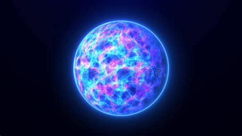 Abstract Glowing Particle Sphere Ultraviolet Atom Energy Ball Shining Brightly With Rays Of