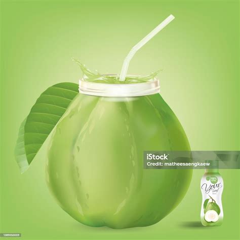 Botol Jus Jambu Biji Dengan Sedotan Percikanbotol Jus Jambu Biji Dengan Jambu Biji Ilustrasi