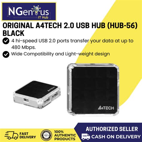 ORIGINAL A4TECH 2 0 USB HUB HUB 56 Black Shopee Philippines