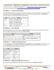 01 Data Structures Linear DS Lists And Complexity Homework Docx