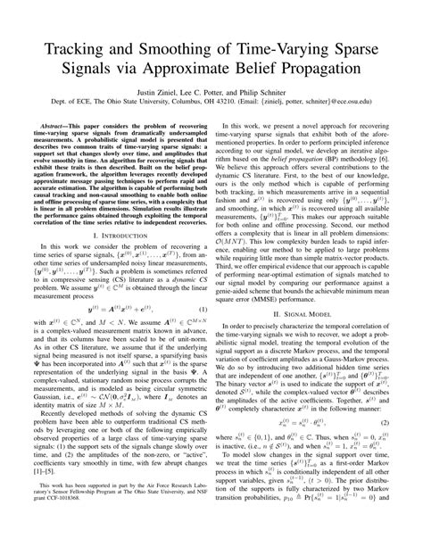Pdf Tracking And Smoothing Of Time Varying Sparse Signals Via