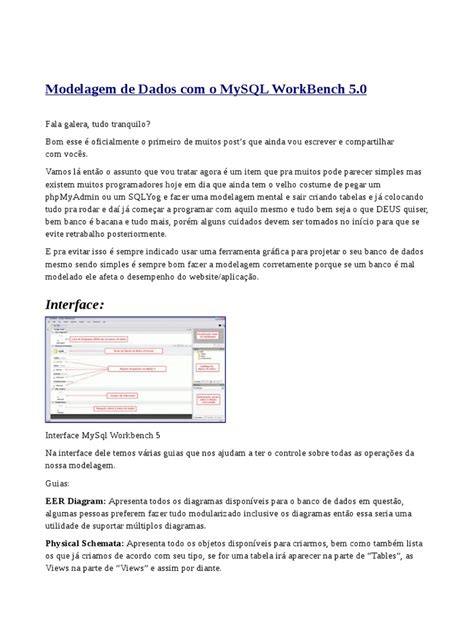 Modelagem De Dados Com O Mysql Workbench Pdf Pdf Áreas De Ciência