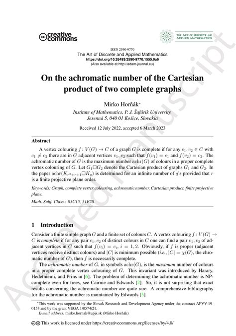 Pdf On The Achromatic Number Of The Cartesian Product Of Two Complete Graphs
