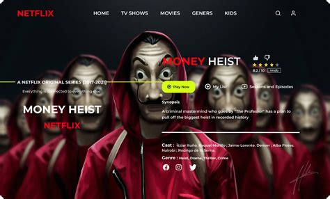 Money Heist Netfilx Tv Show Landing Page Figma