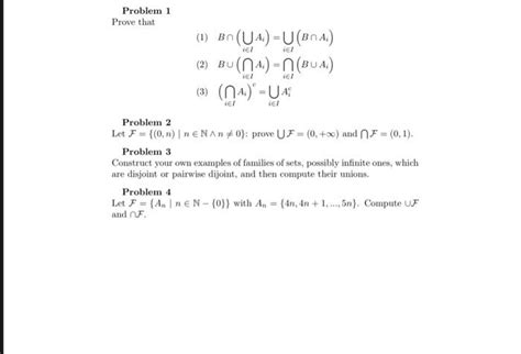 Solved Problem 1 Prove That 1 B∩⋃i∈iai⋃i∈ib∩ai 2