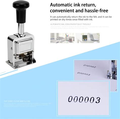 Buy Automatic Numbering Machine Metal Number Stamps Kit With 6 Digits Self Inking Automatic