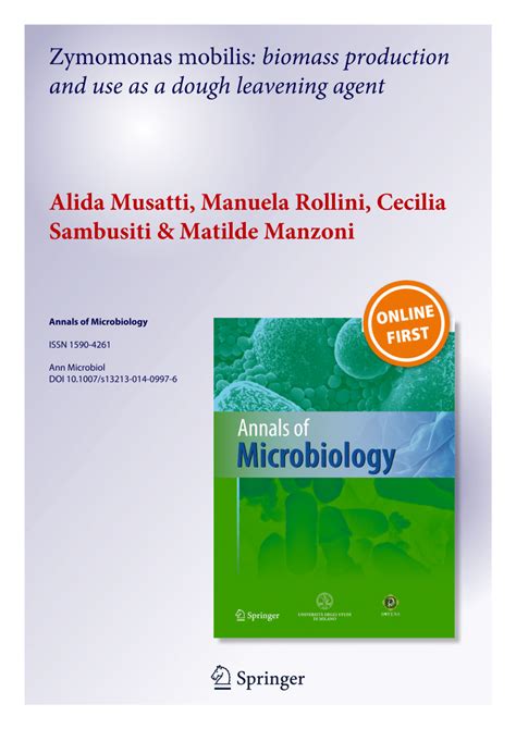 Pdf Zymomonas Mobilis Biomass Production And Use As A Dough Leavening Agent