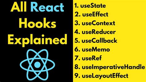 different types of hooks in react and their uses