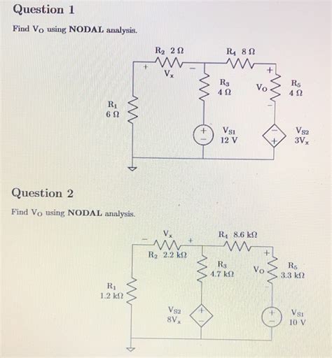 solved question 1 find vo using nodal analysis r2 212 m ry