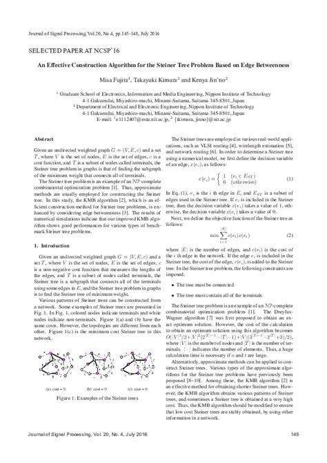 Pdf An Effective Construction Algorithm For The Steiner Tree Problem Based On Edge Betweenness