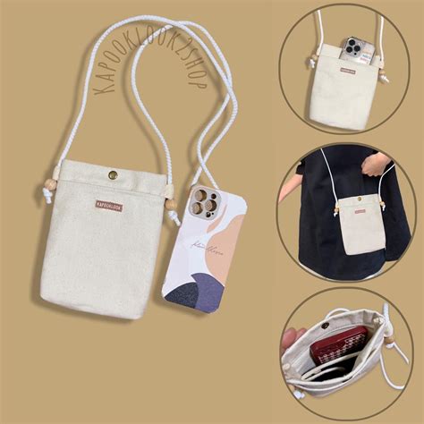 กระเป๋าใส่โทรศัพท์ กระเป๋าสะพายข้าง มินิมอลเรียบๆ🌿 2 ช่อง ใบเล็ก แมทช์เข้าชุดสบายๆชิลๆ Line
