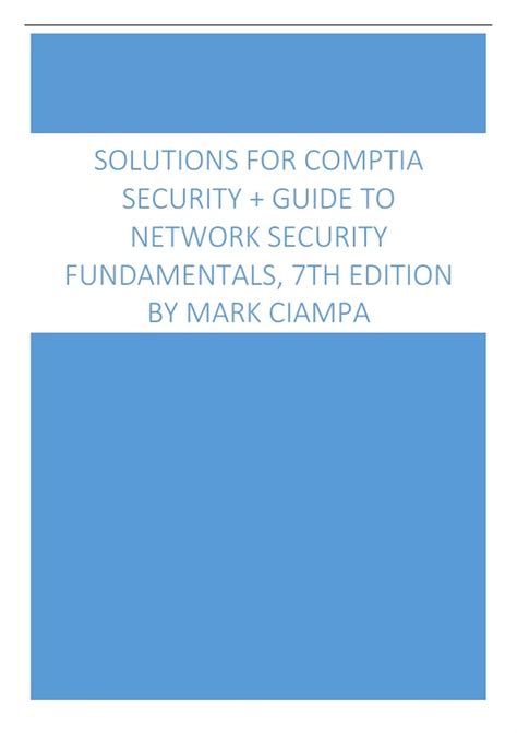 Solutions For Comptia Security Guide To Network Security Fundamentals