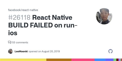 React Native Build Failed On Run Ios Issue Facebook React Native Github