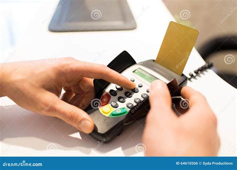 Hand Entering Pin Code To Bank Terminal Stock Photo Image Of Keyboard