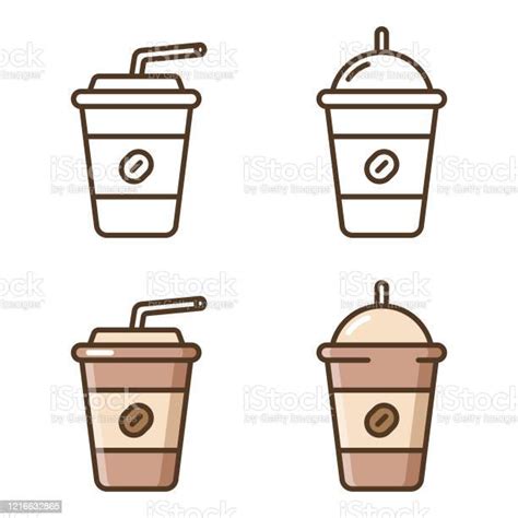 커피 음료 아이콘 세트입니다 종이 컵 커피 플랫 스타일 벡터 디자인 흰색 배경에 밀크 셰이크에 대한 스톡 벡터 아트 및 기타 이미지 밀크 셰이크 아이콘 커피 프라페
