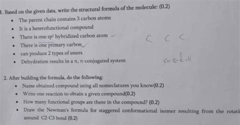 Solved Based On The Given Data Write The Structural Chegg
