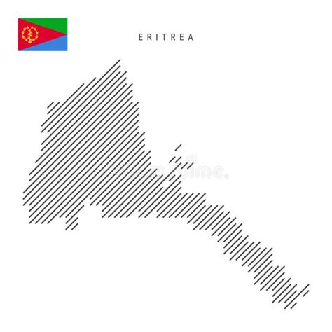 Eritrea Map From Pattern Of Black Slanted Parallel Lines Flat Vector Illustration Isolated On
