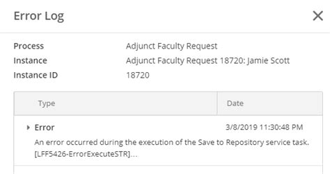 Cyclical Save To Repository Service Task Error Lff5426