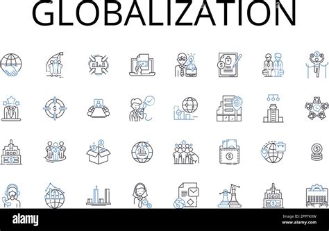 Globalization Line Icons Collection Urbanization Digitization Modernization