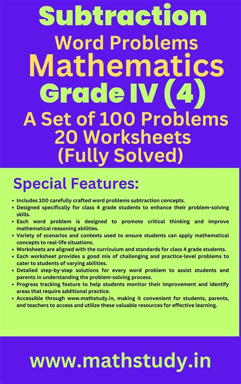 Subtraction Word Problems For 4th Grade Best E Books Mathematics Subtraction Word Problems For 4th Grade Best E Books Mathematics