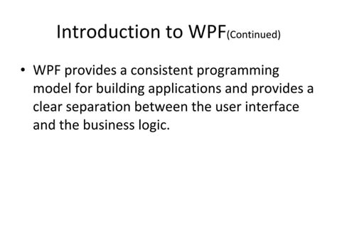 Windows Presentation Foundation Ppt