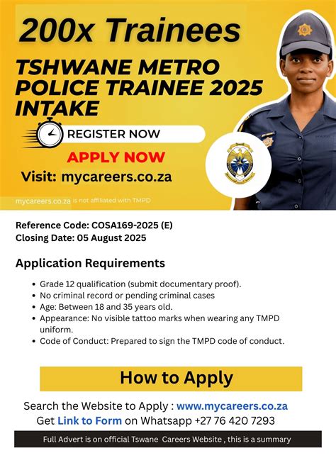 200 Metro Police Trainees Recruitment Join The Tshwane Metro Police
