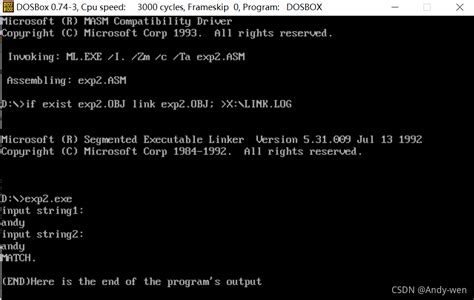 汇编实验2 字符串匹配汇编语言字符串匹配实验 编写程序实现两个字符串比较如相同显示 March”否则 Csdn博客