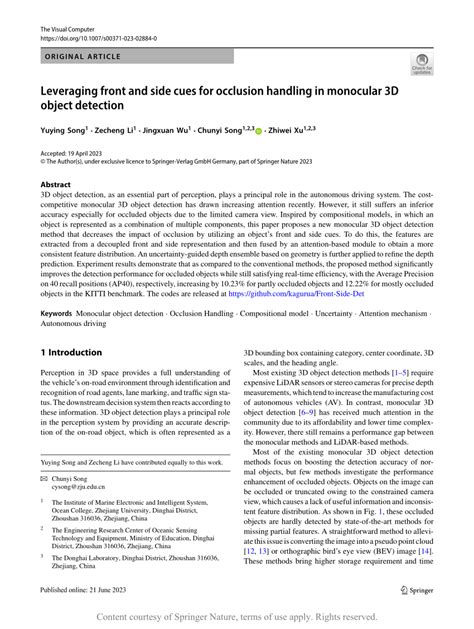 Leveraging Front And Side Cues For Occlusion Handling In Monocular 3d