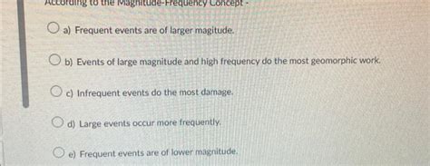 Solved According To The Magnitude Frequency Concept A