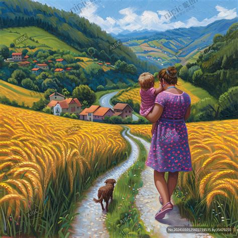 Ai创作图母亲节油画母亲节手绘 乡村场景插画 农村风景插画 女孩风景画 乡村风情插画 巨幅乡村风景 农家女孩插画 农家女插画 巨幅乡村风光 农村姑娘插画 巨幅乡村田园风光 农村场景壁画 3d