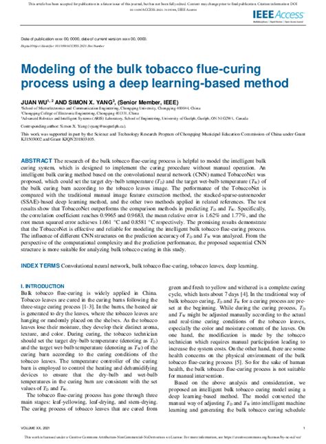 Pdf Modeling Of The Bulk Tobacco Flue Curing Process Using A Deep Learning Based Method
