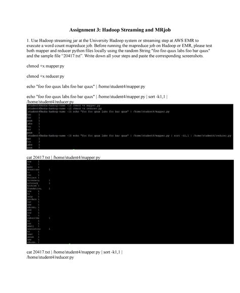 Assignment 3 Map Reduce With Python Assignment 3 Hadoop Streaming And Mrjob Use Hadoop