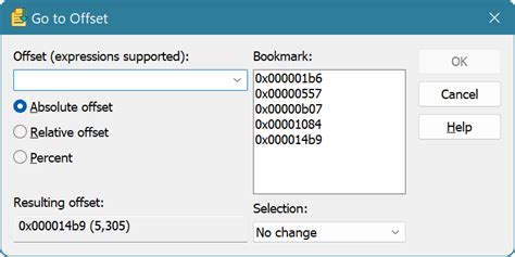 Hexeditorneo Goto Hexadecimal Decimal Octal Absolute Relative Offsets In Binary File
