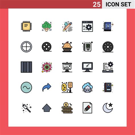 Pictogram Set Of 25 Simple Filled Line Flat Colors Of Programming Develop Vegetable Coding