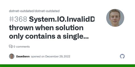 Systemioinvaliddataexception Thrown When Solution Only Contains A