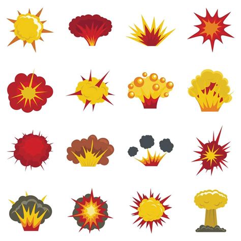 Explosion Icons Set In Flat Style 8901489 Vector Art At Vecteezy
