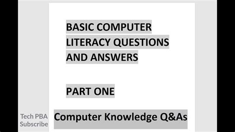 Basic Computer Literacy Questions And Answers Basic Computer Knowledge